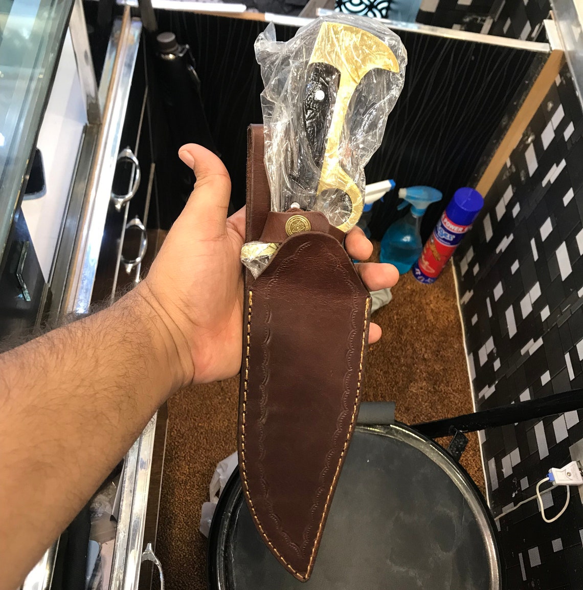 Daryl the Show 15 Inch Bowie Knife Brass Clip Handle Black Handle Knife ...