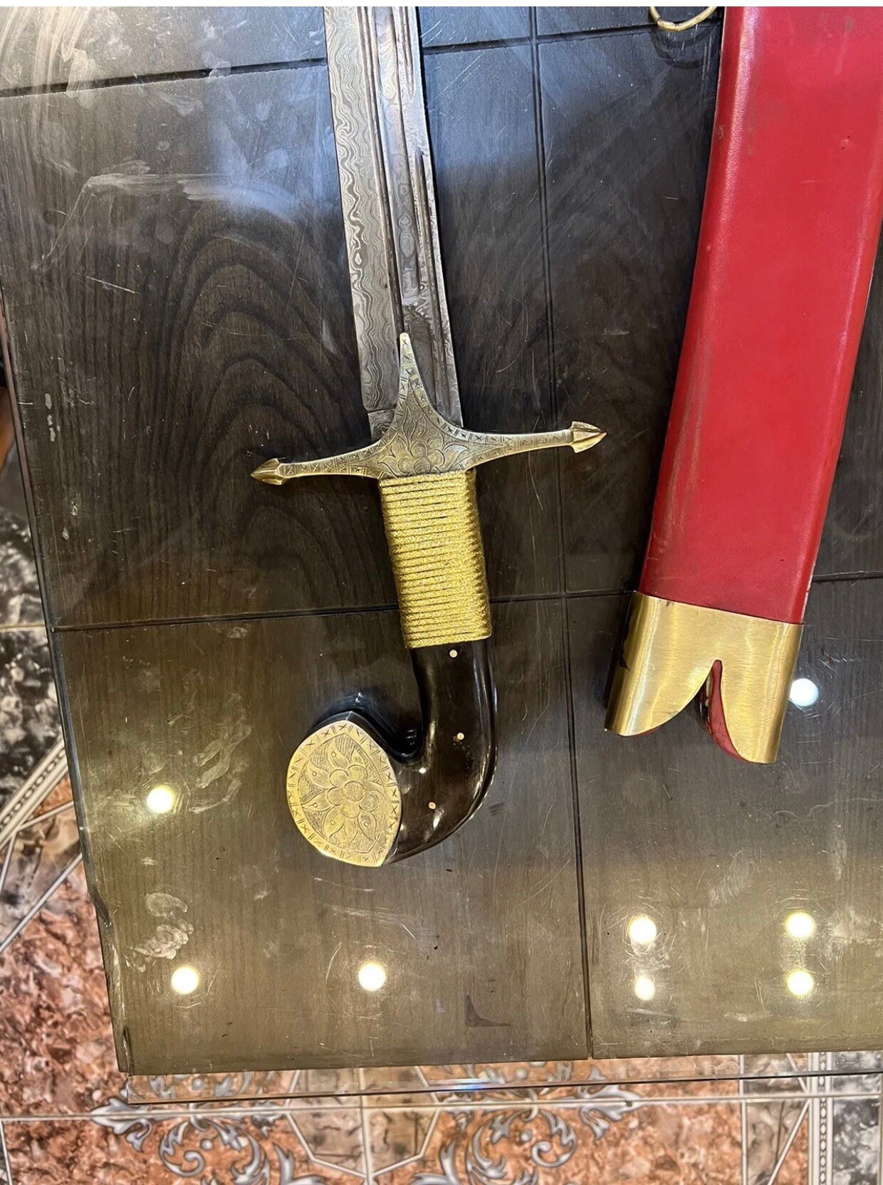 Handmade Turkish Kilij Pala Damascus Sword T Spine Curve Pala Sword ...