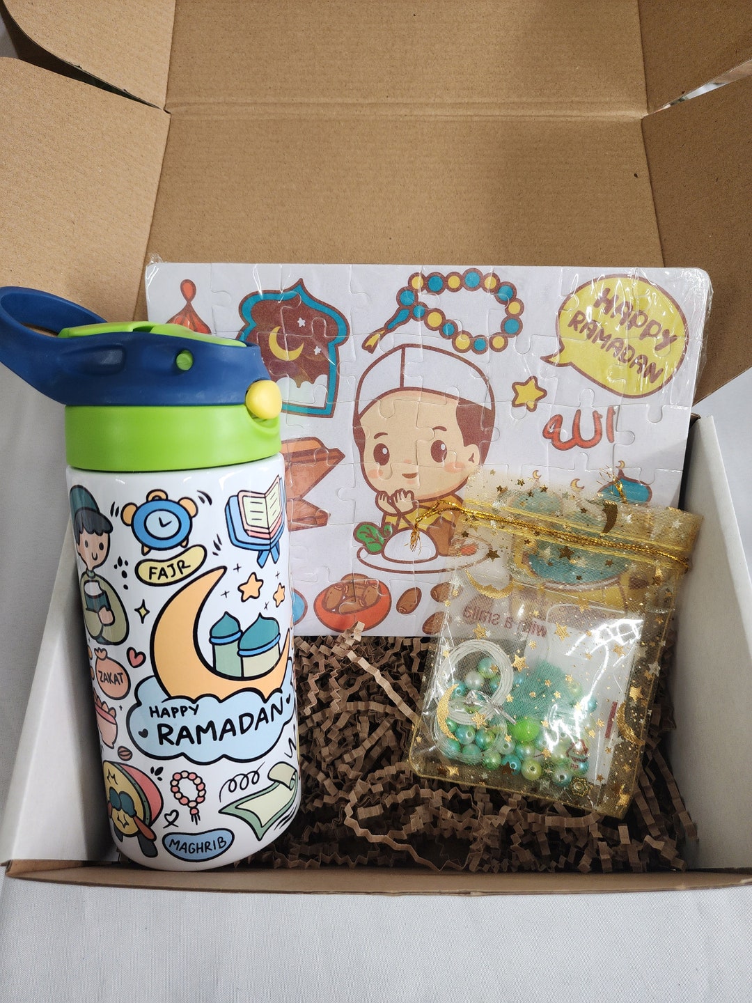 Ramadan Gift Set for Kids, DIY Tasbeeh, Puzzle, Water Bottle - Etsy