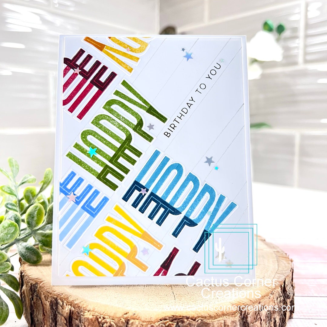 Colorful Happy Birthday Card for Him: Handmade A2 Card - Etsy