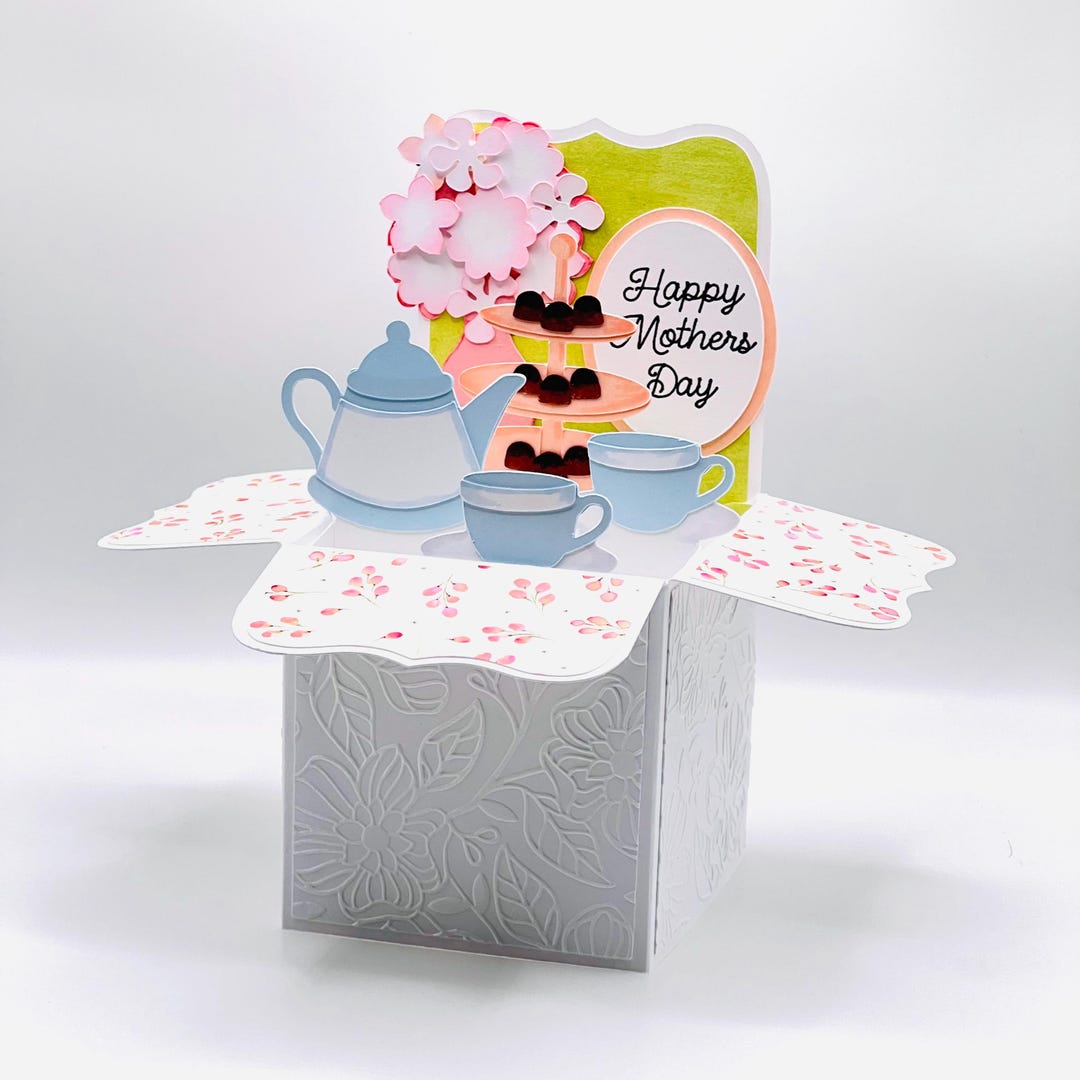 Happy Mothers Day, 3D Box Card, Mom, Time for Tea, Unique, Handmade - Etsy