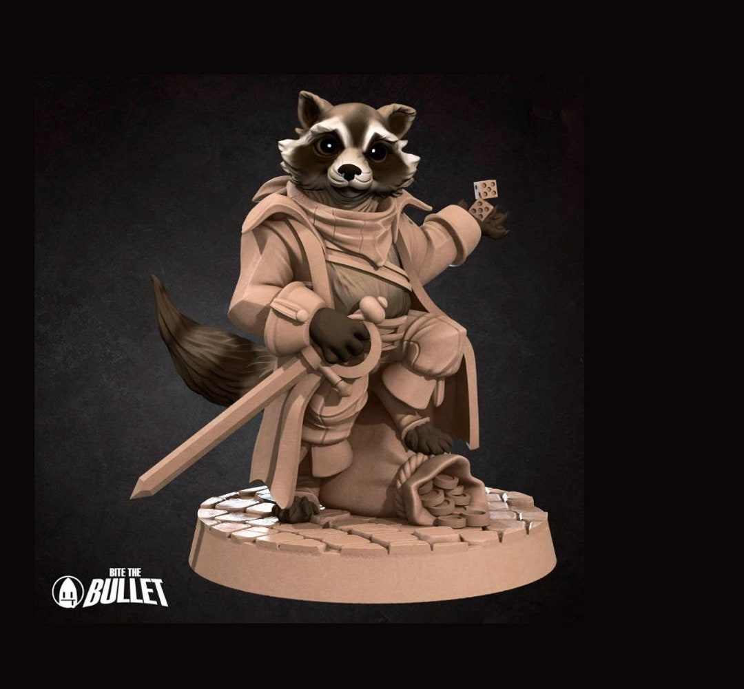 Raccoonfolk Rogue Mini - 3D Print - 6k Resin, Dnd, D&D, Ttg, RPG ...