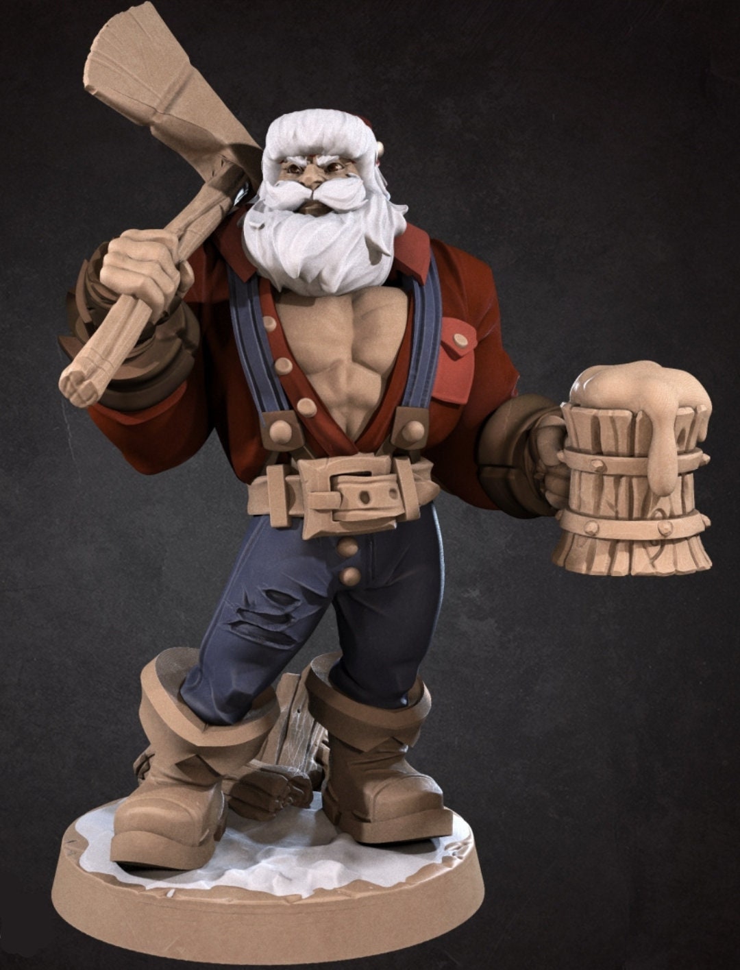Santa Mini - 3D Print - 6k Resin, Dnd, D&D, TTG, RPG, Lumberjack ...