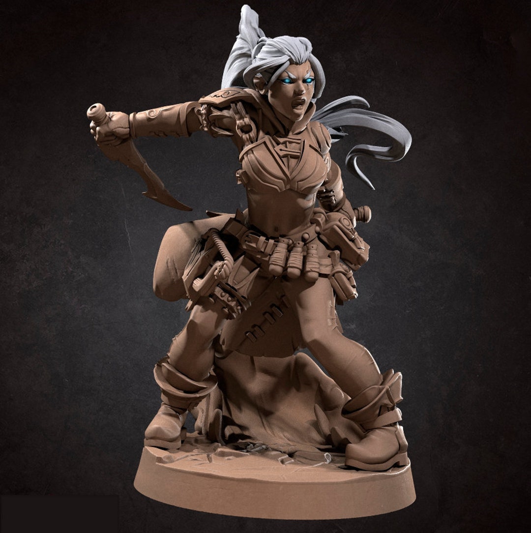 Female Genasi Ranger Mini 3D Print 6k D&D, DND, TTG, RPG, Pathfinder ...