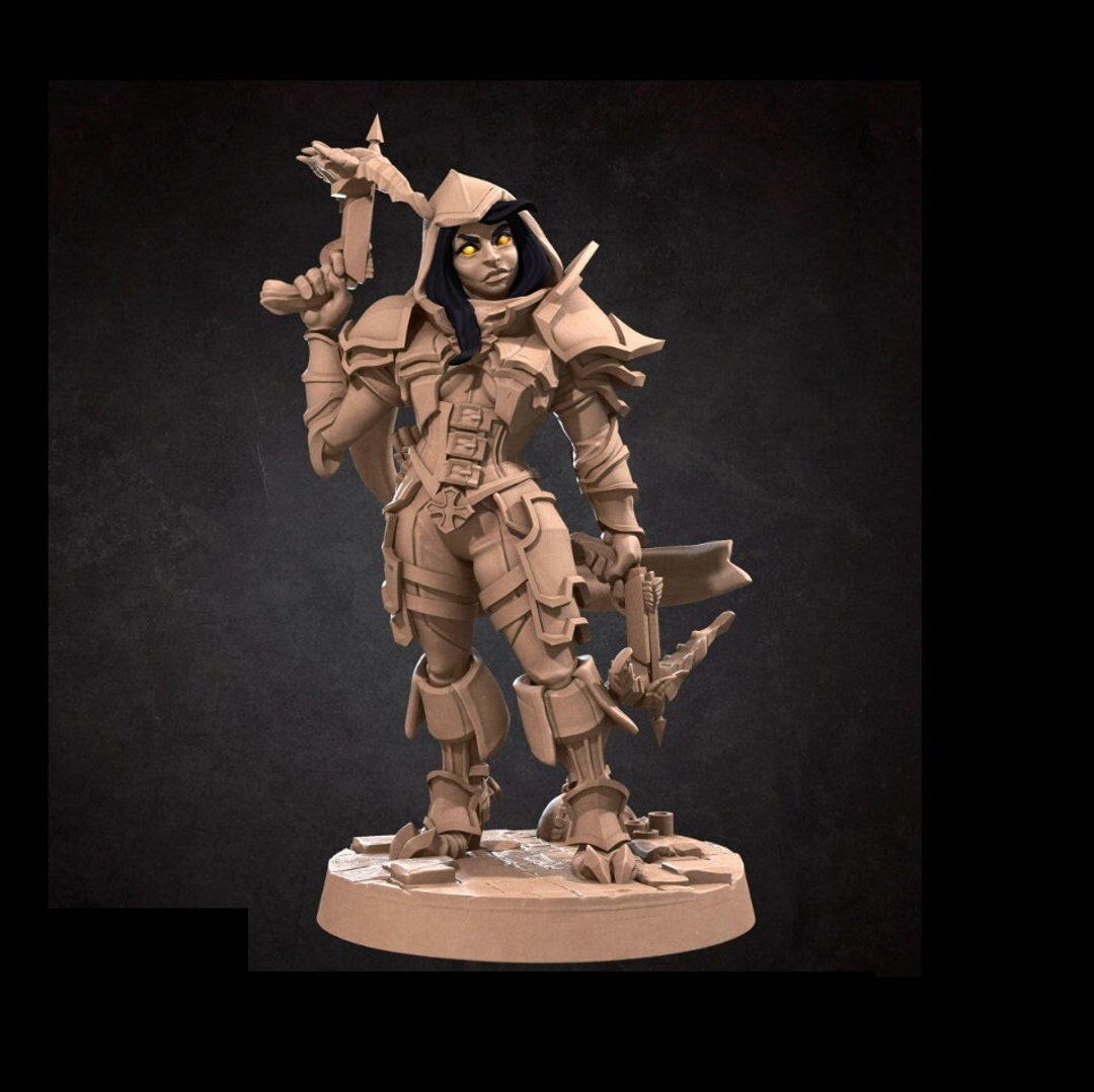 Female Demon Hunter Mini - 3D Print - 6k Resin - D&D, DND, Rogue, TTG ...