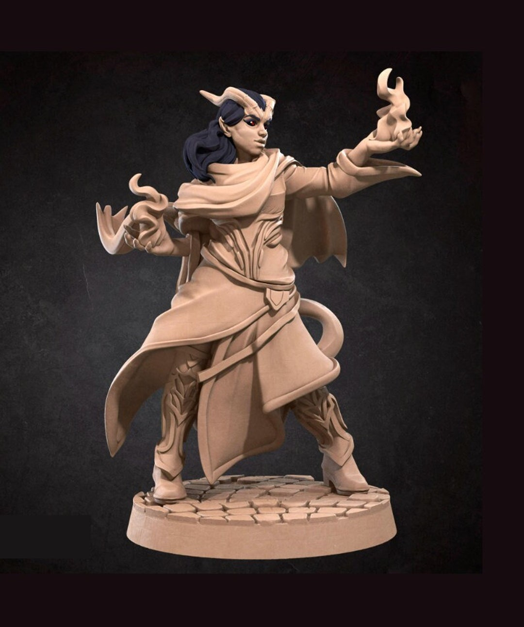 Tiefling Sorceress Mini - 3D Print - 6k Resin, Dnd, D&D, Ttg, RPG, Magic, Wizard - Etsy