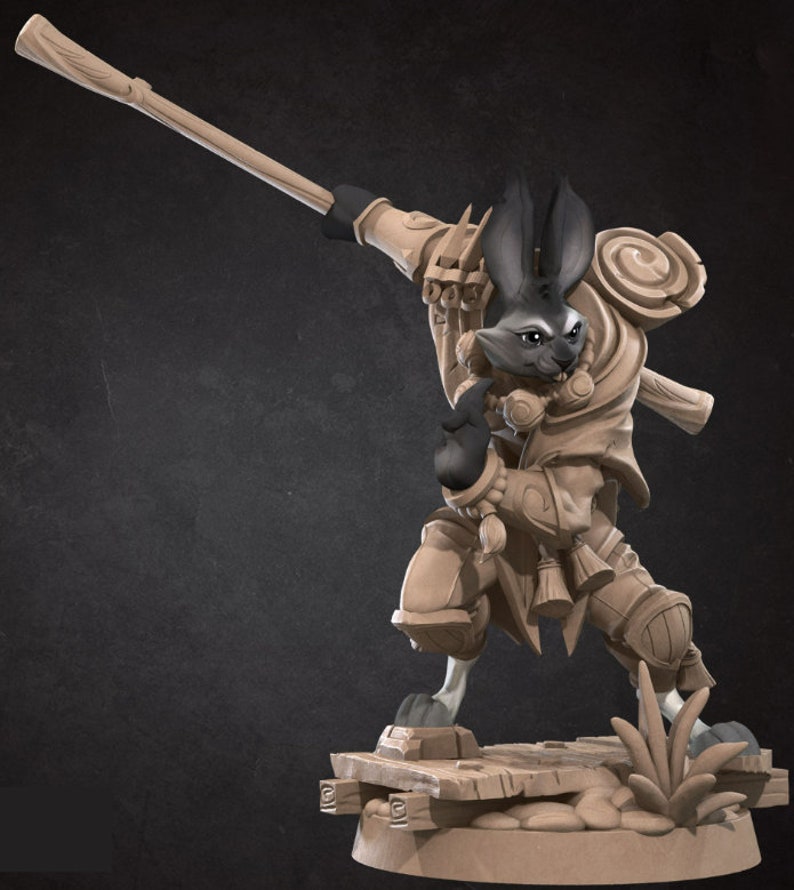 Harengon Monk Mini - 3D Print - 7k Resin, Dnd, D&D, TTG, RPG ...