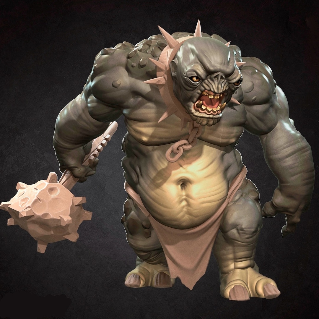 Cave Troll Mini - 3D Print - 6k Resin - D&D, Dnd, TTG, RPG, Large Ogre ...
