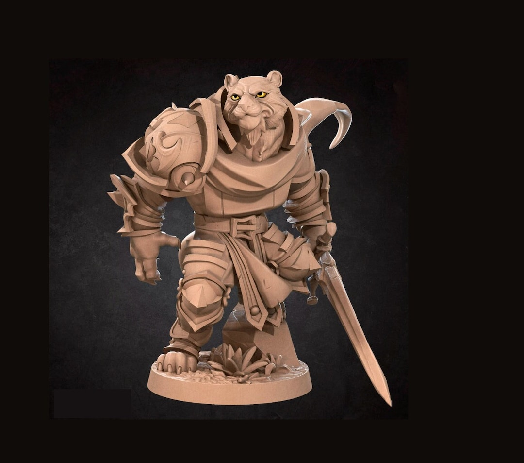 Tabaxi Paladin Mini - 3D Print - 6k Resin - D&D, Dnd, TTG, RPG ...