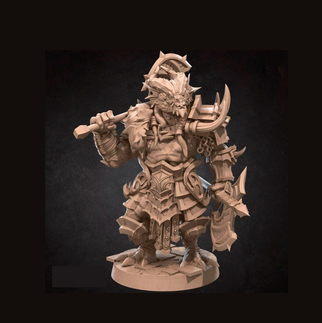 Dragonborn Barbarian Mini - 3D Print - 7k Resin - D&D, DND, TTG, RPG ...