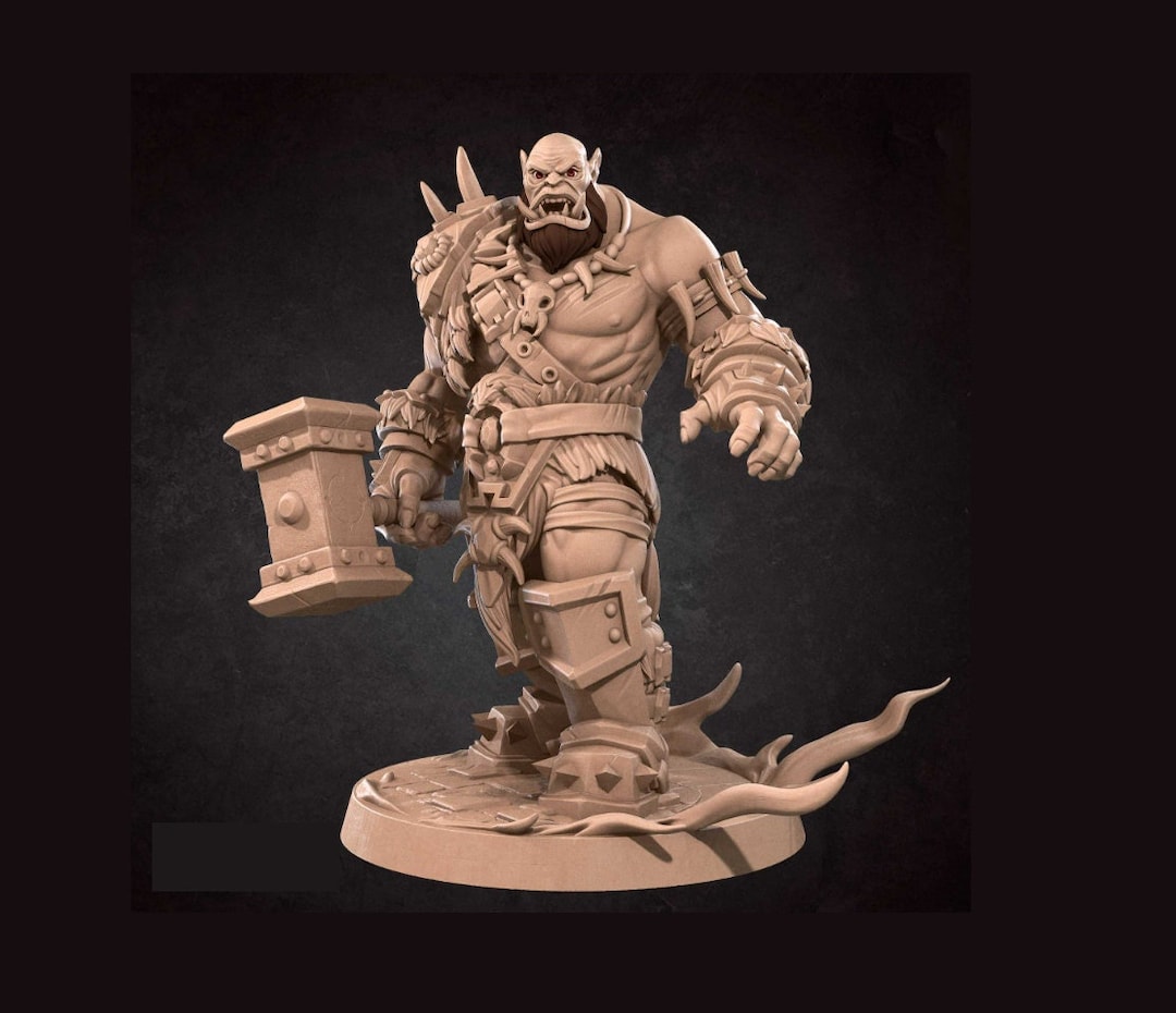 Orc Warchief Mini - 3D Print - 7k Resin, Dnd, D&D, TTG, RPG, Fighter ...