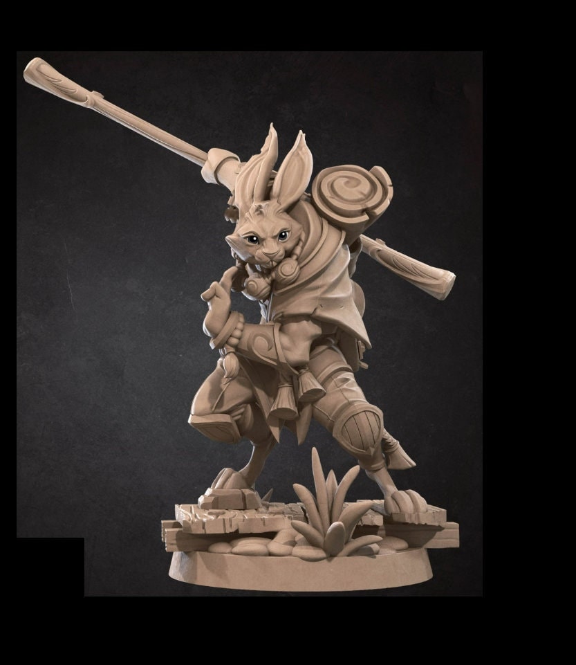 Harengon Monk Mini - 3D Print - 7k Resin, Dnd, D&D, TTG, RPG ...