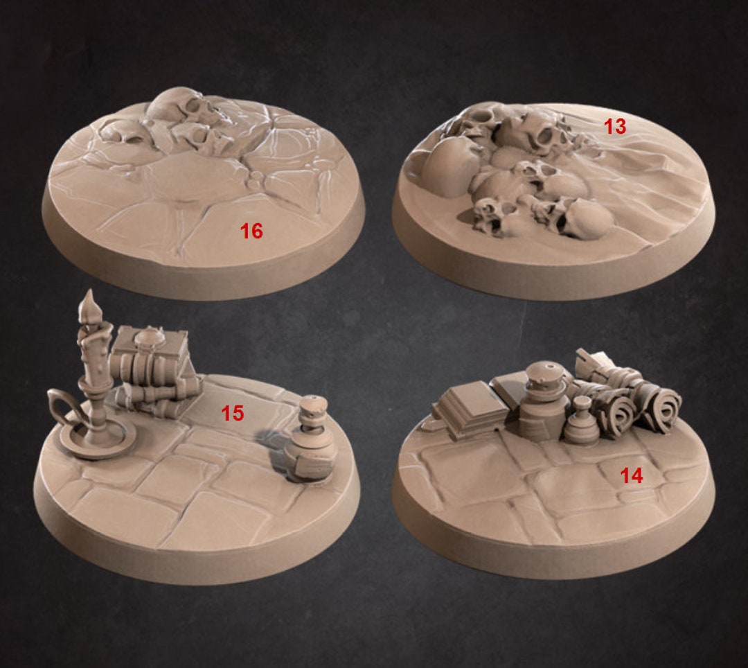 Detailed Mini Bases - 24 Styles: Sand, Stone, Wood, W/items - 25mm ...