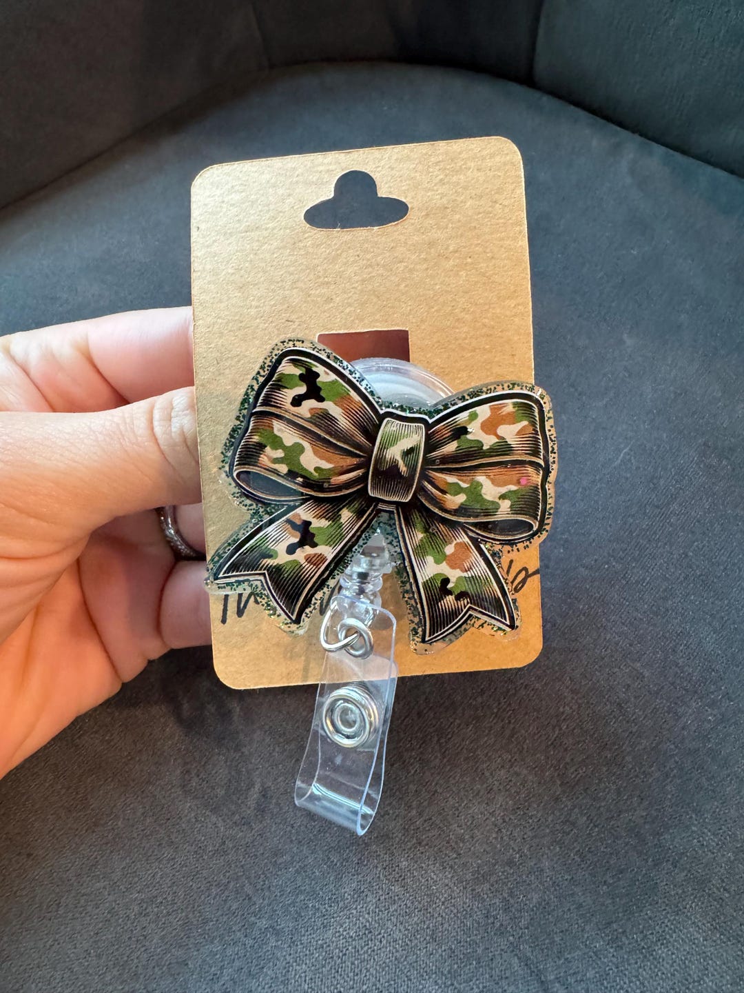Military Coquette Bow Badge Reel Topper | ID Badge | Name Badge | Resin ...