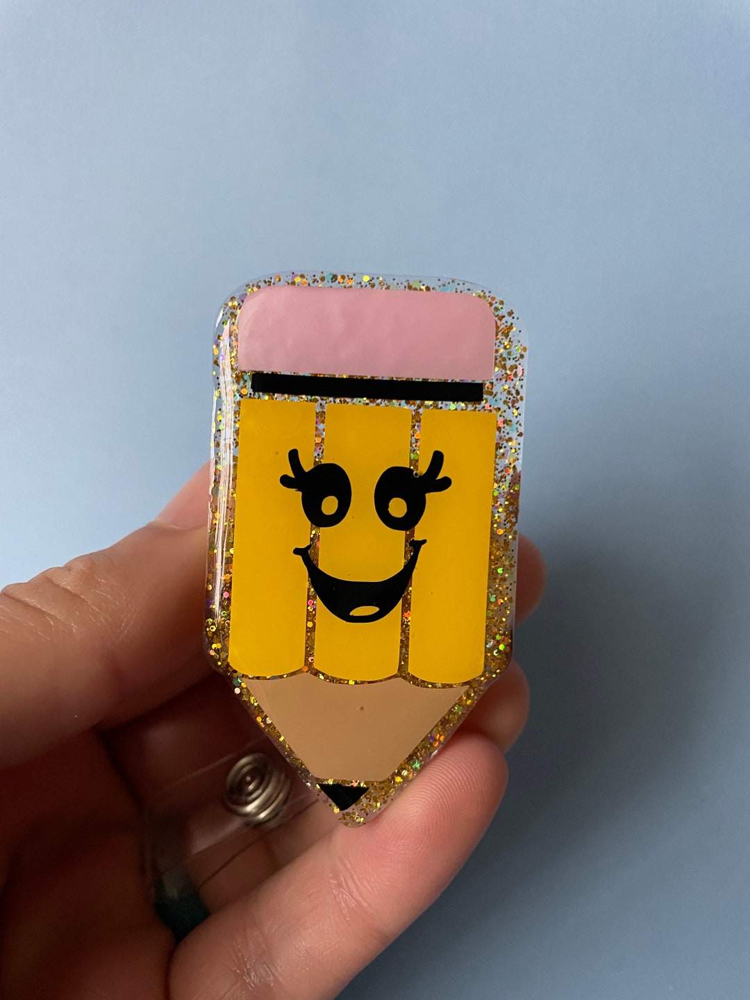 Pencil Smile Badge Reel Topper | ID Badge | Name Badge | Resin ID Reel ...