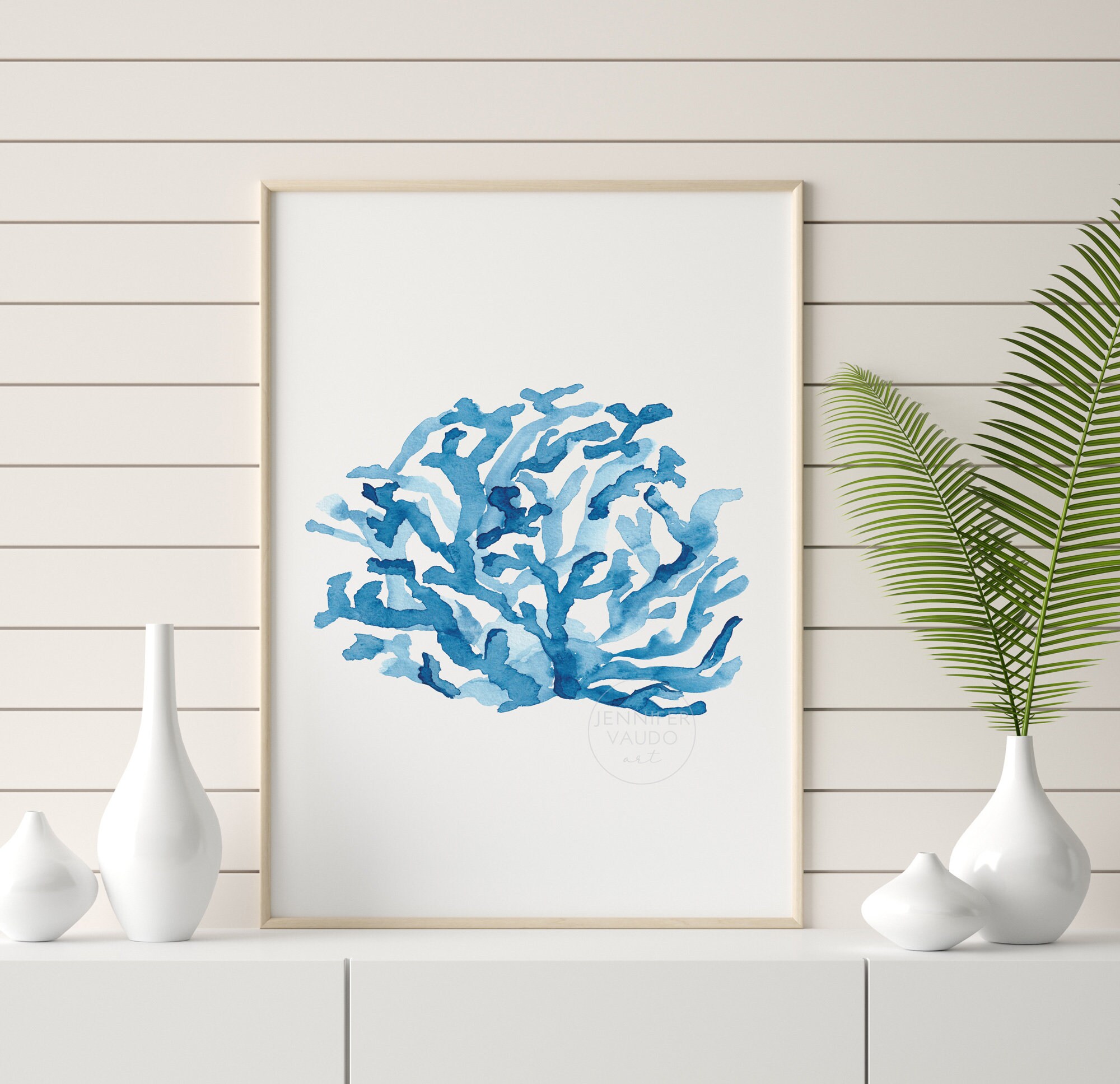 Blue Coral Wall Art Blue Coral Art Print Blue Coral Wall - Etsy