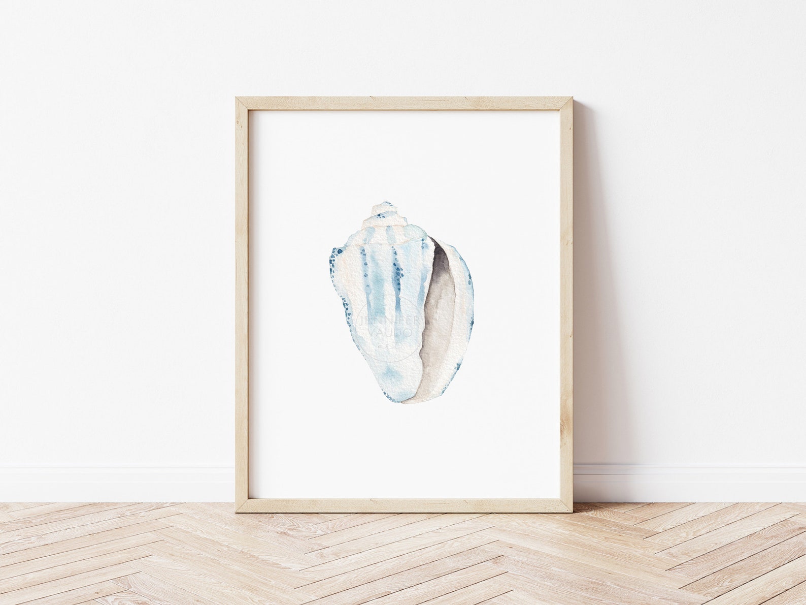 Blue Shell Wall Decor, Set of 3 Art Prints, Conch Shell, Starfish, Sand ...