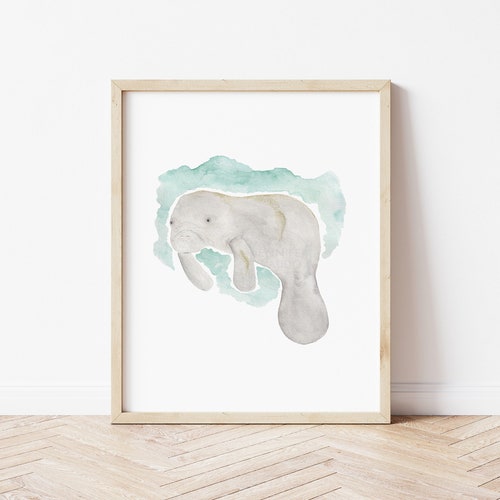 Manatee Art Print Summer Decor Ocean Coastal Decor Wall - Etsy