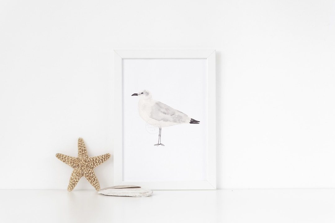 Seagull Wall Decor, Seagull Wall Art, Seagull Watercolor Print, Bird ...