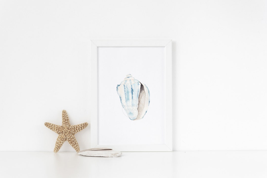 Shell Wall Art, Blue Conch Shell Wall Decor, Coastal Decor, Nautical ...