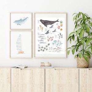 Under the Sea Counting Poster, Gender Neutral Ocean Wall Art, 123s Kids ...