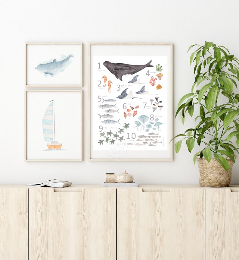 Under the Sea Counting Poster, Gender Neutral Wall Art, Ocean Inspired ...