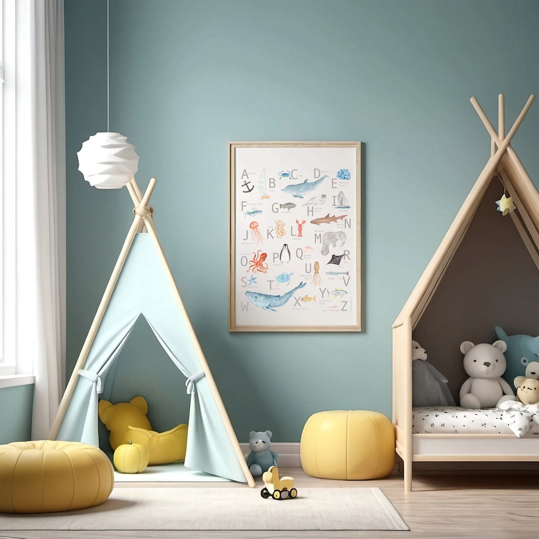 Coastal Alphabet Poster | ABC Art Print | Ocean Animals | Nursery Wall ...