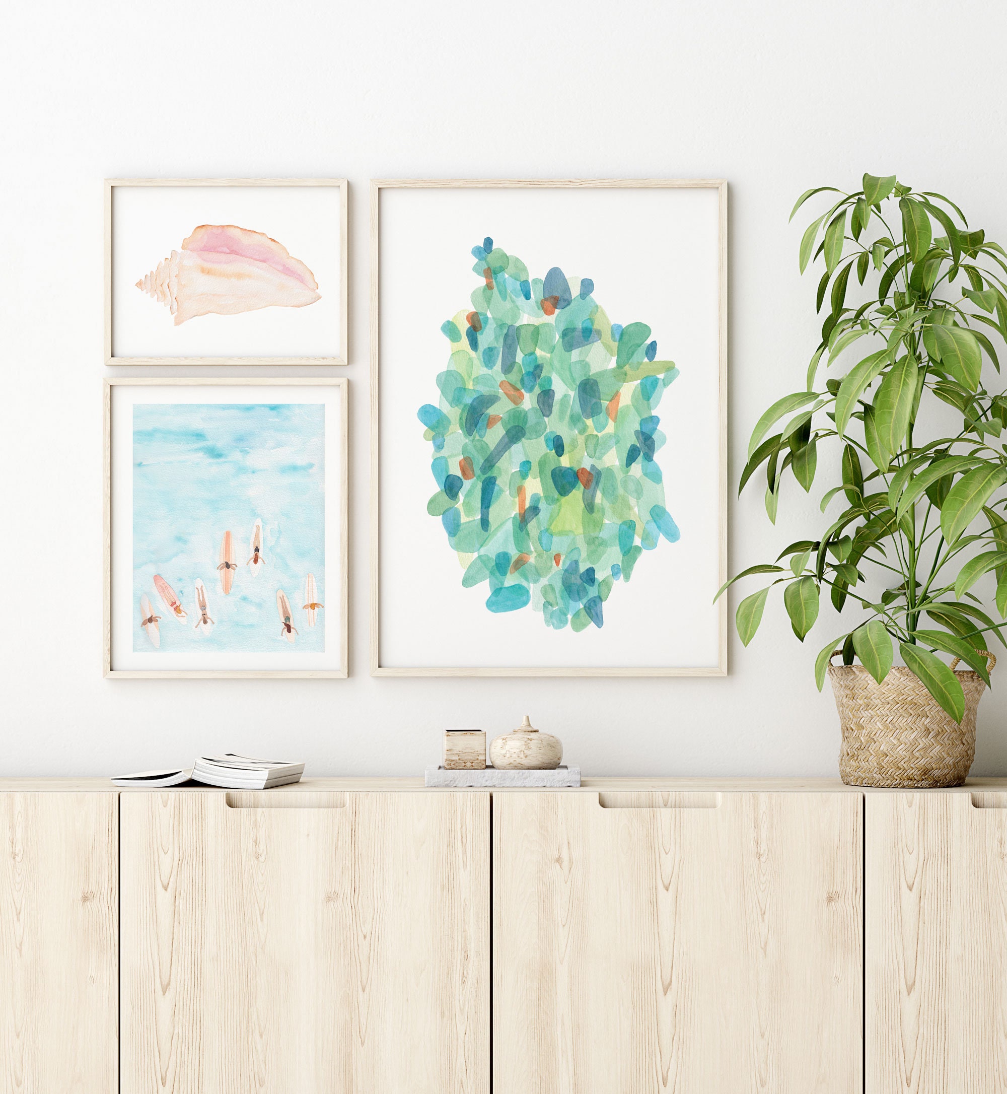 Sea Glass Wall Decor Sea Glass Wall Art Abstract Watercolor Etsy