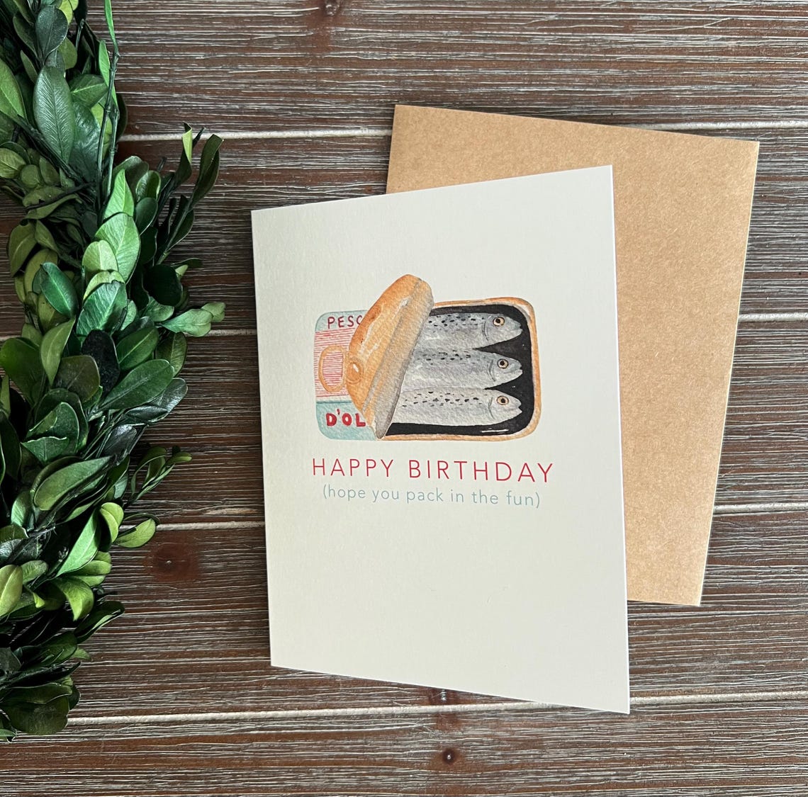 Sardine Birthday Card: Funny Watercolor Pun Greeting Card - Etsy