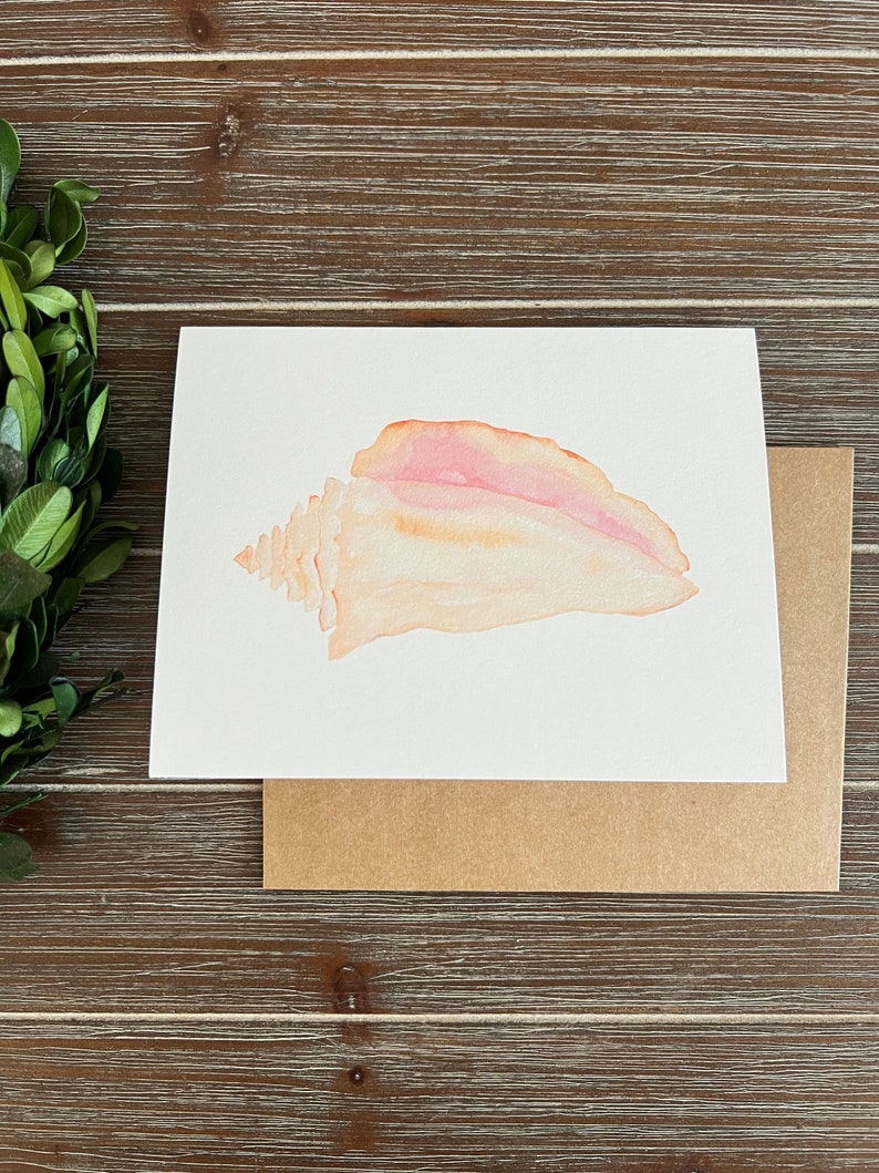 Conch Shell Card, Vacation Note Card, Beachy Vibes, Snail Mail, Card ...