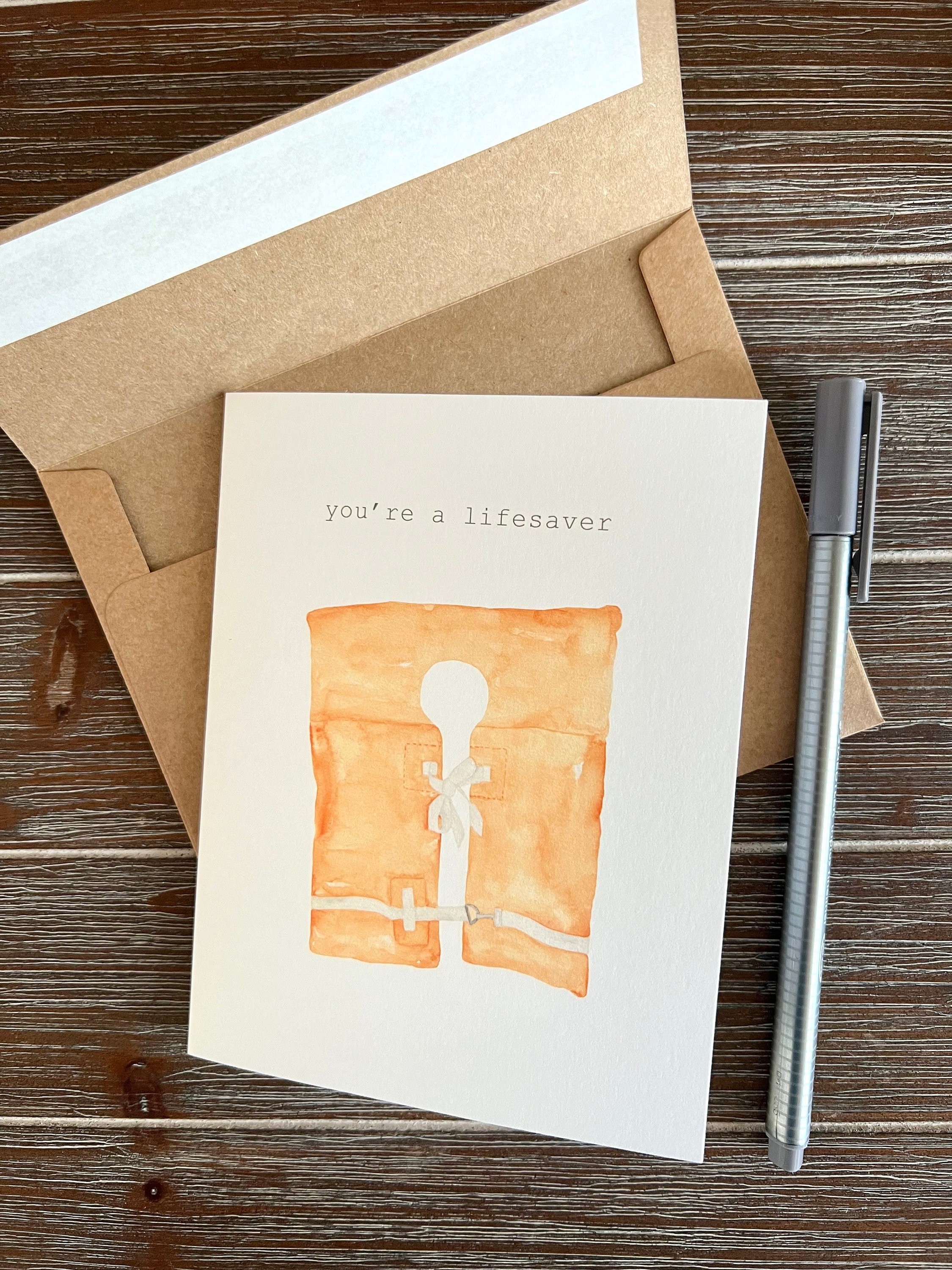 Gratitude Thank You Card You're a Lifesaver Grateful for - Etsy