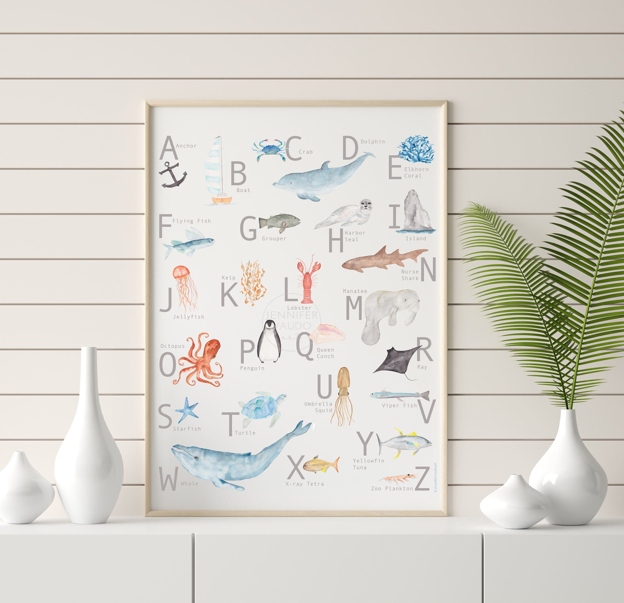 Under the Sea Alphabet Poster Gender Neutral Wall Art Kids - Etsy