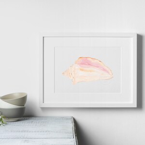 Conch Shell Wall Art, Hand-painted Watercolor Print, Shell, Pastel ...
