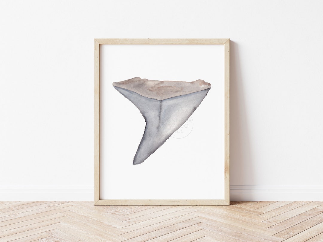 Shark Tooth Wall Art, Tropical Man Cave Art, Coastal Nursery Art, Beach ...