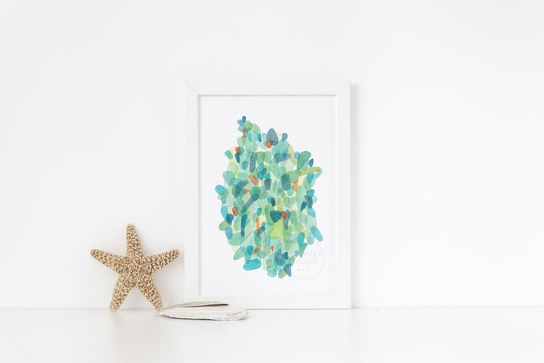 Sea Glass Wall Decor Sea Glass Wall Art Sea Glass Watercolor - Etsy