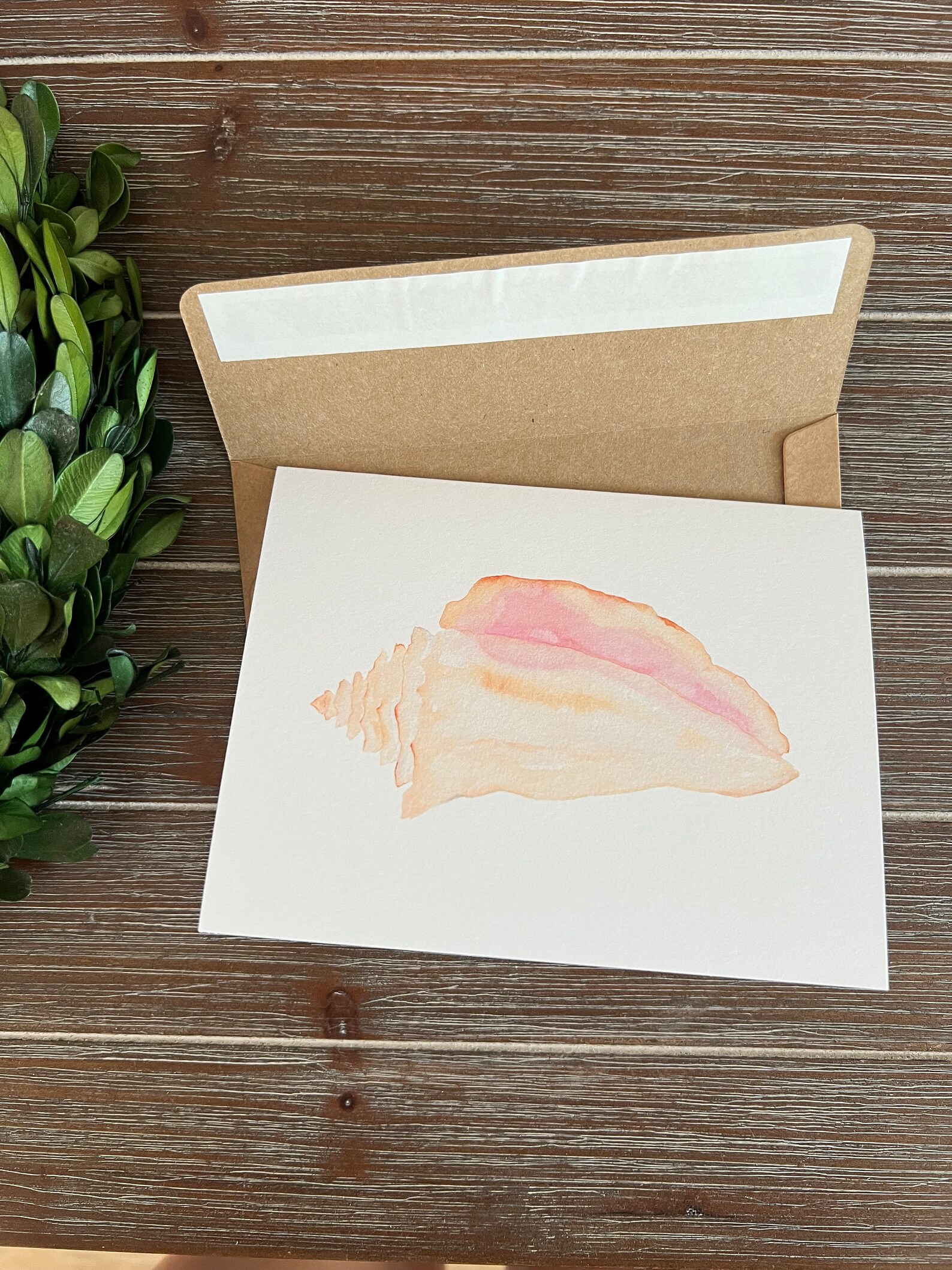 Conch Shell Card, Vacation Note Card, Beachy Vibes, Snail Mail, Card ...
