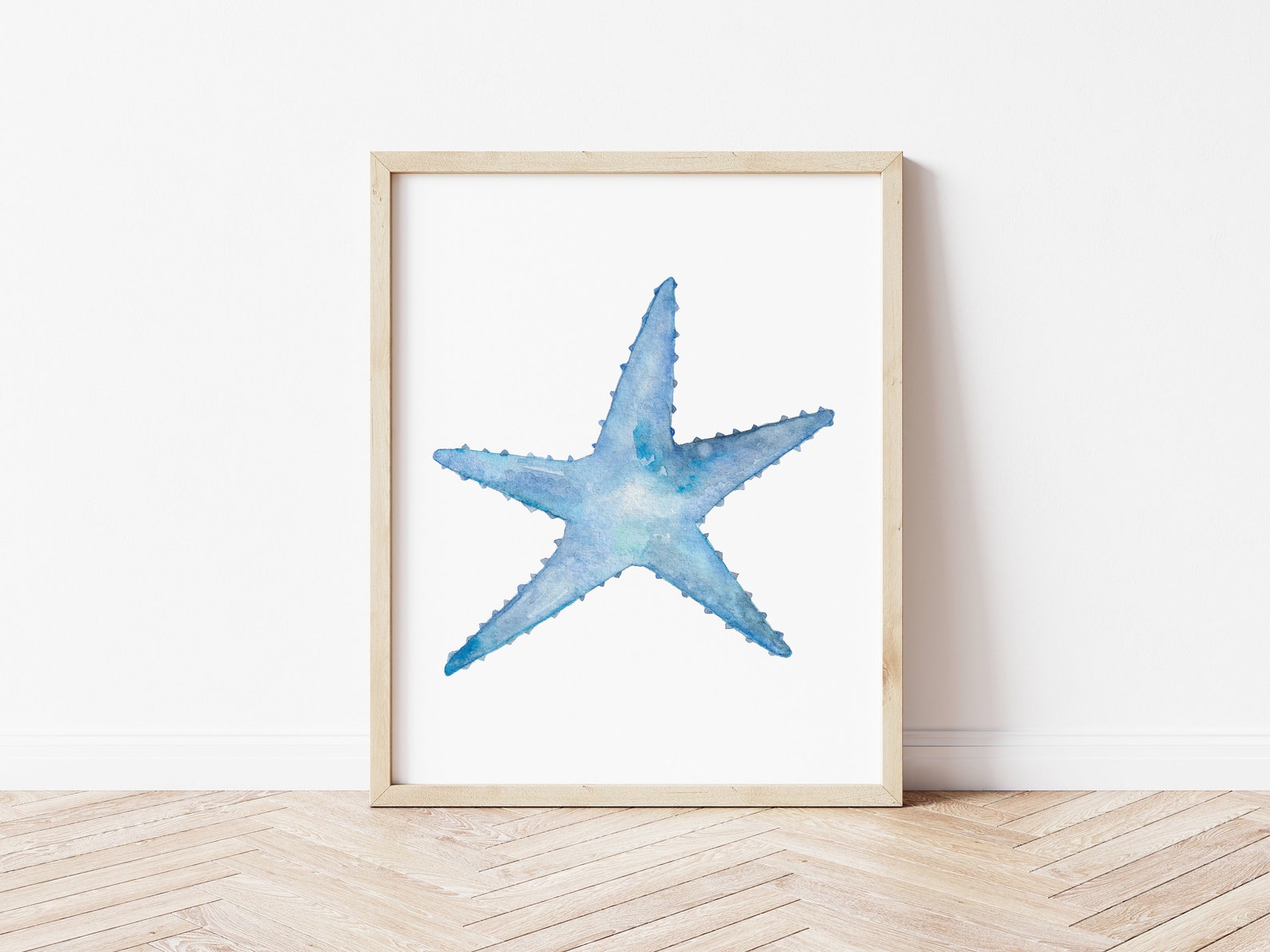 Blue Shell Wall Decor, Set of 3 Art Prints, Conch Shell, Starfish, Sand ...