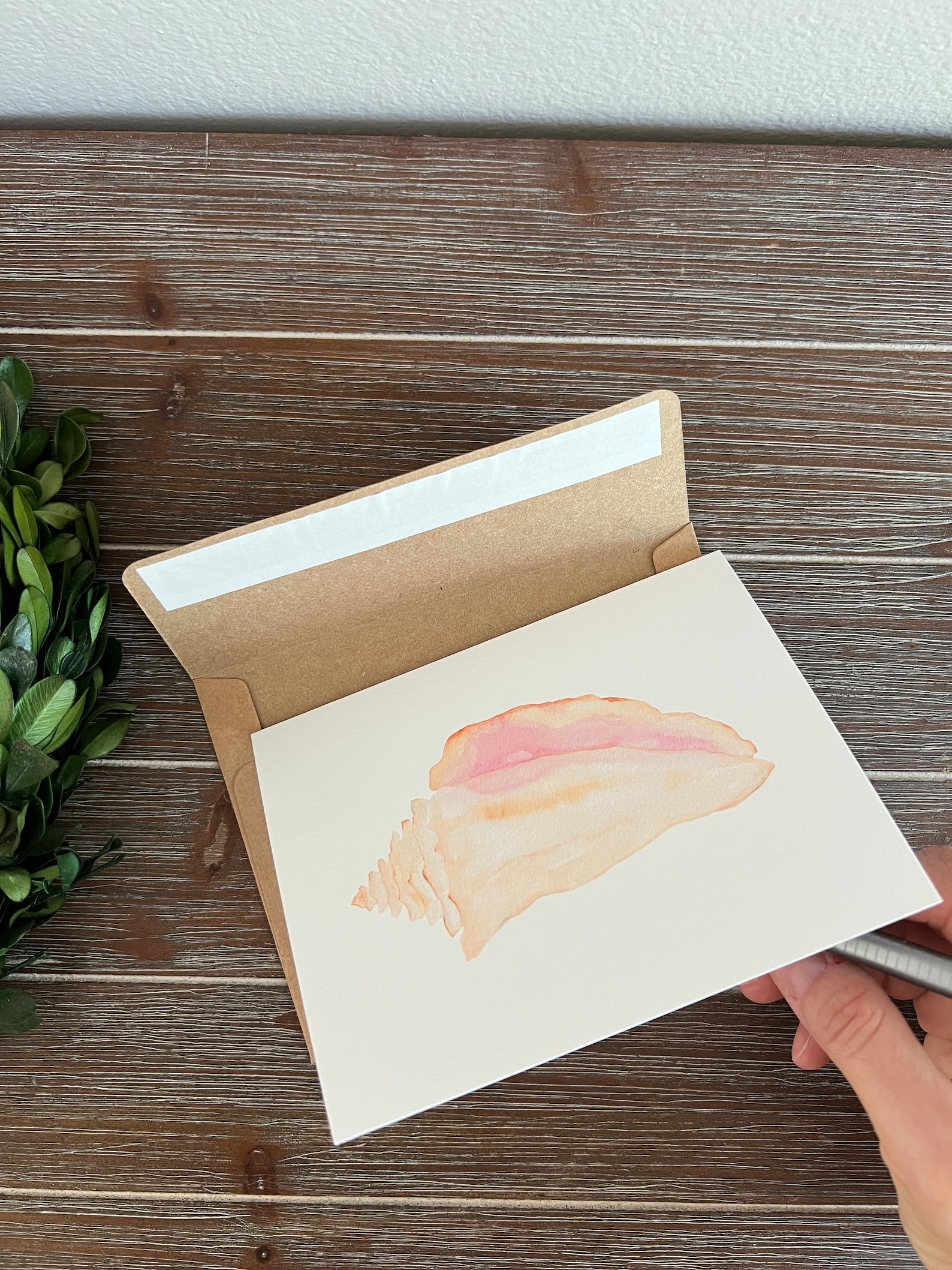 Conch Shell Card, Vacation Note Card, Beachy Vibes, Snail Mail, Card ...