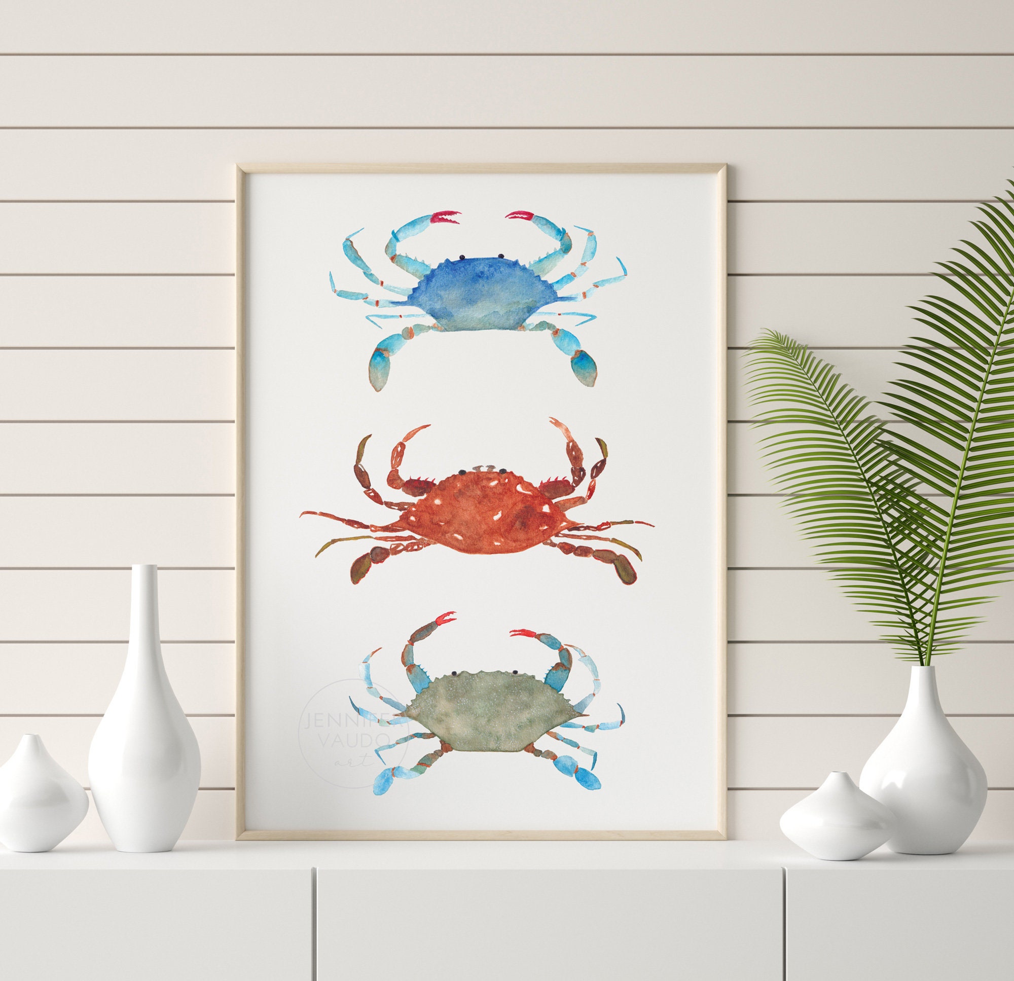 Crab Wall Art Coastal Crab Art Print Crab Watercolor Print - Etsy