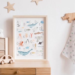 Under the Sea Alphabet Poster, Gender Neutral Art, Kids Room ABC Art ...