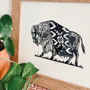 Roam Buffalo Original Linocut Block Print Southwestern Art - Etsy