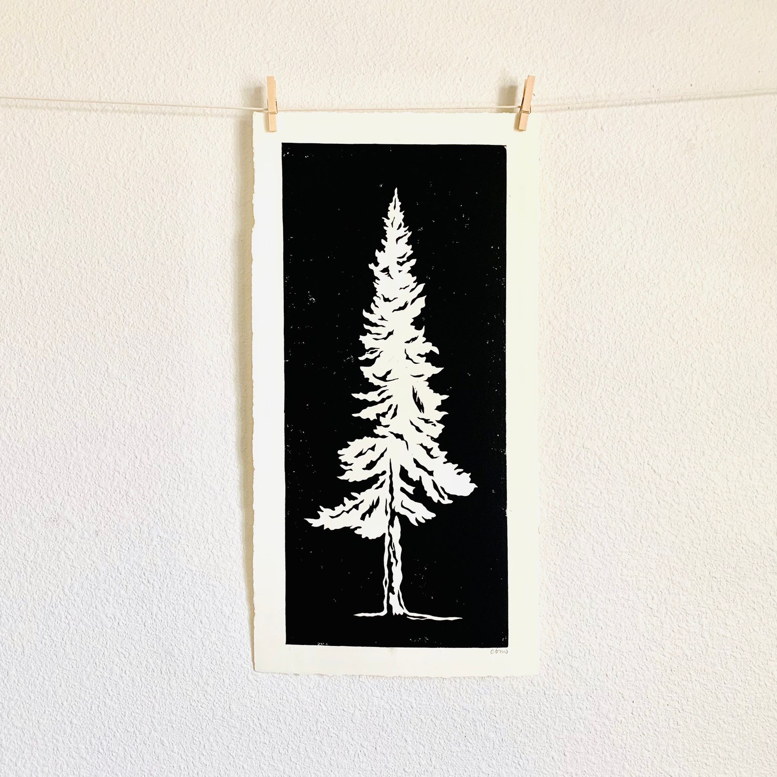 Lonely Pine Original Linocut Block Print Nature Tree Art - Etsy