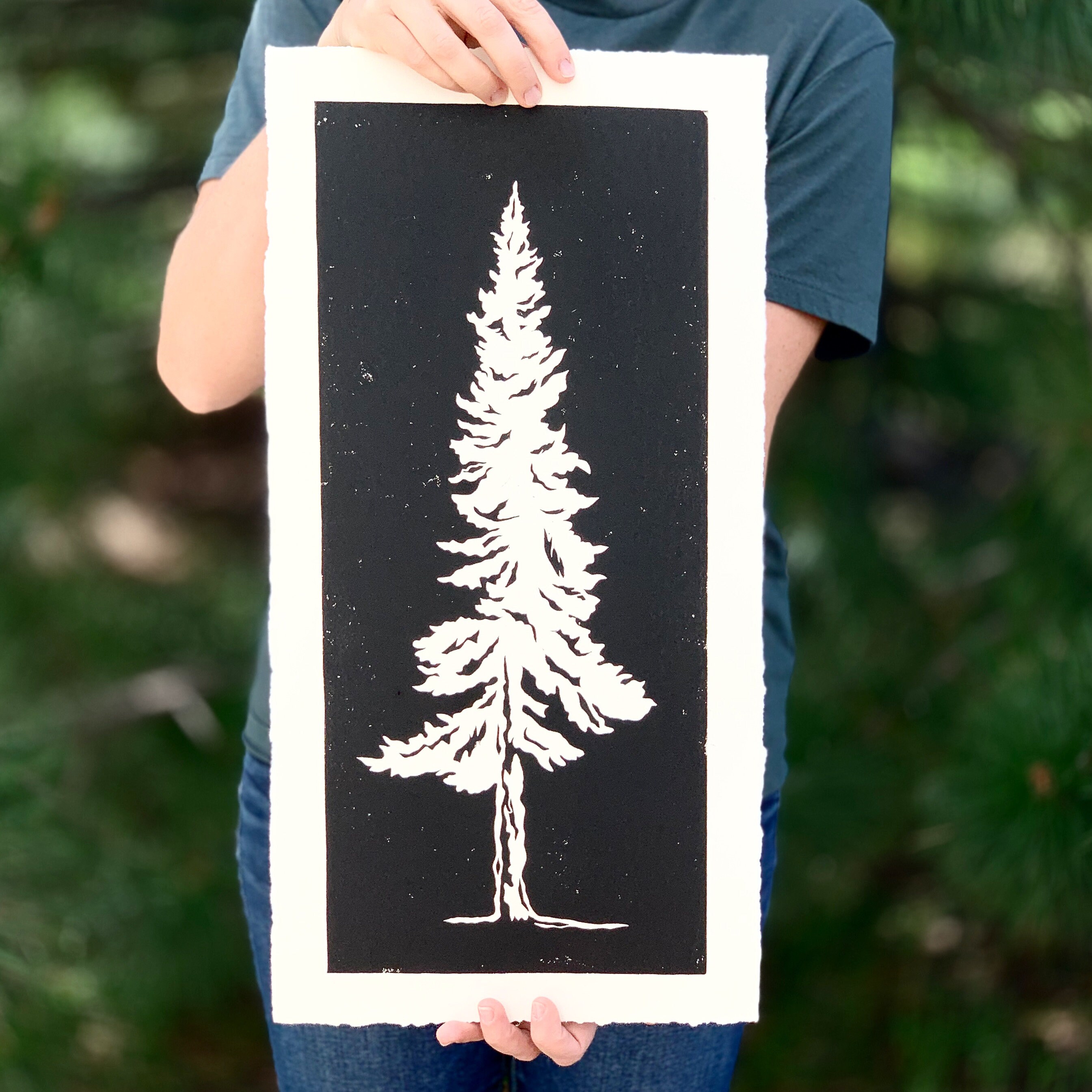 Lonely Pine Original Linocut Block Print Nature Tree Art - Etsy