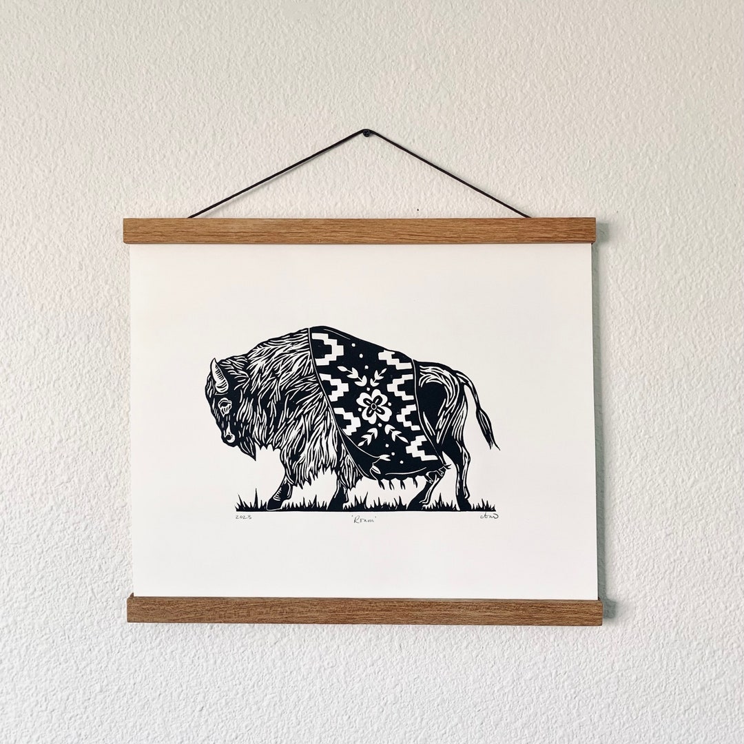 Roam Buffalo Original Linocut Block Print Southwestern Art - Etsy