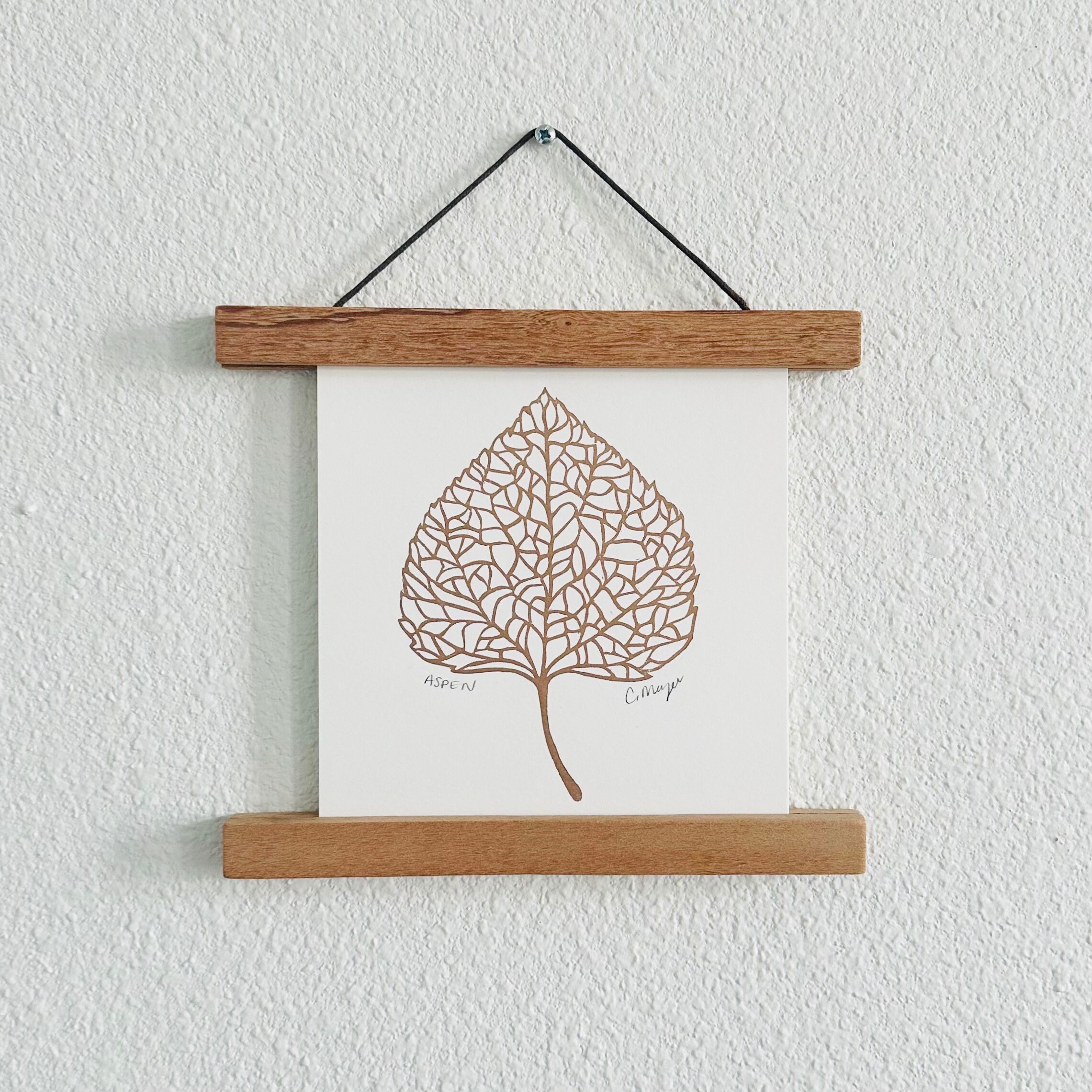 Aspen Leaf Original Linocut Block Print Metallic Copper Print - Etsy