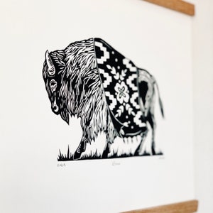 Roam Buffalo Original Linocut Block Print Southwestern Art - Etsy