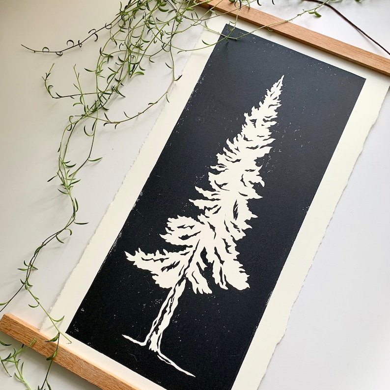 Lonely Pine Original Linocut Block Print Nature Tree Art - Etsy