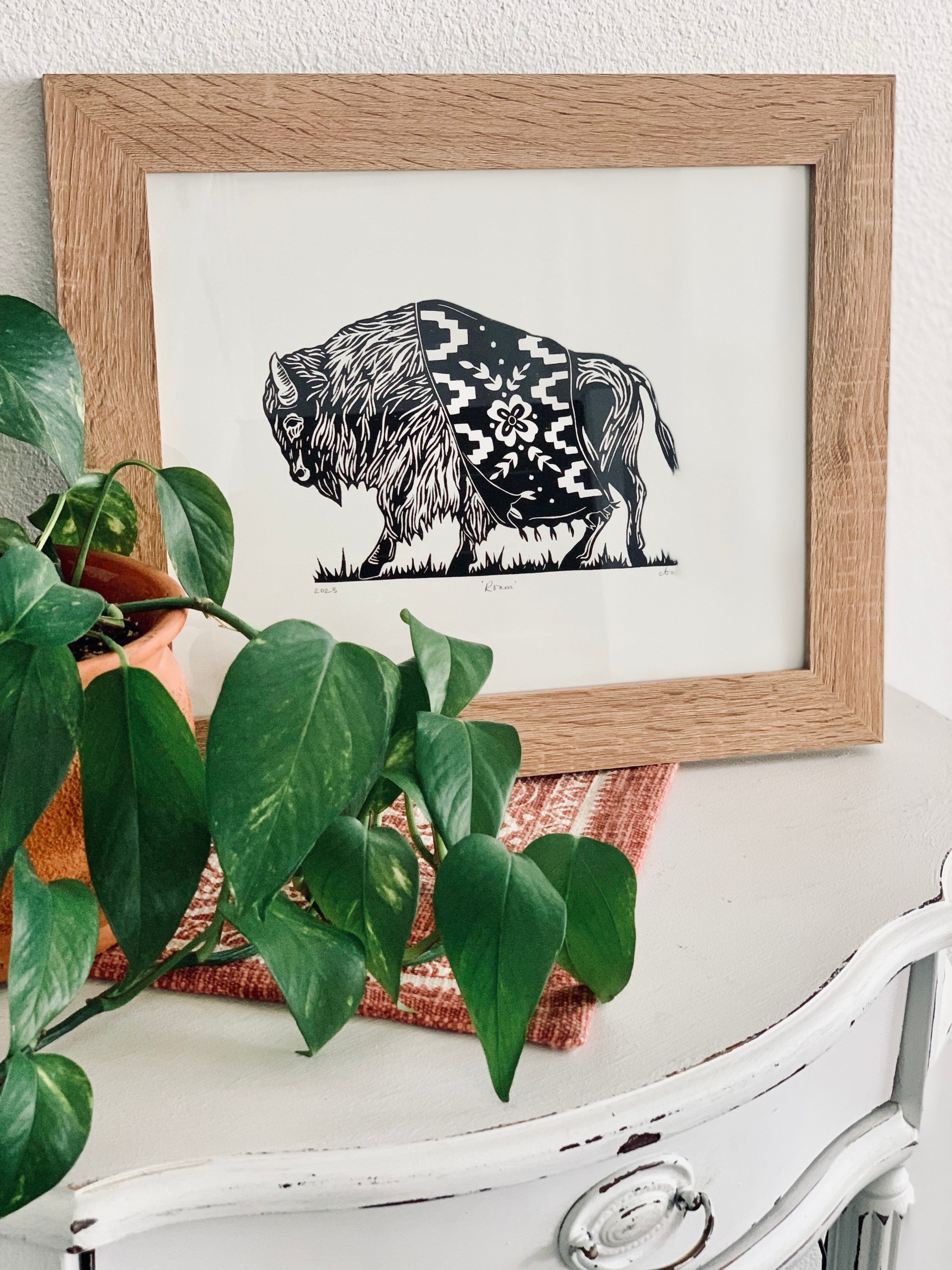 Roam Buffalo Original Linocut Block Print Southwestern Art - Etsy