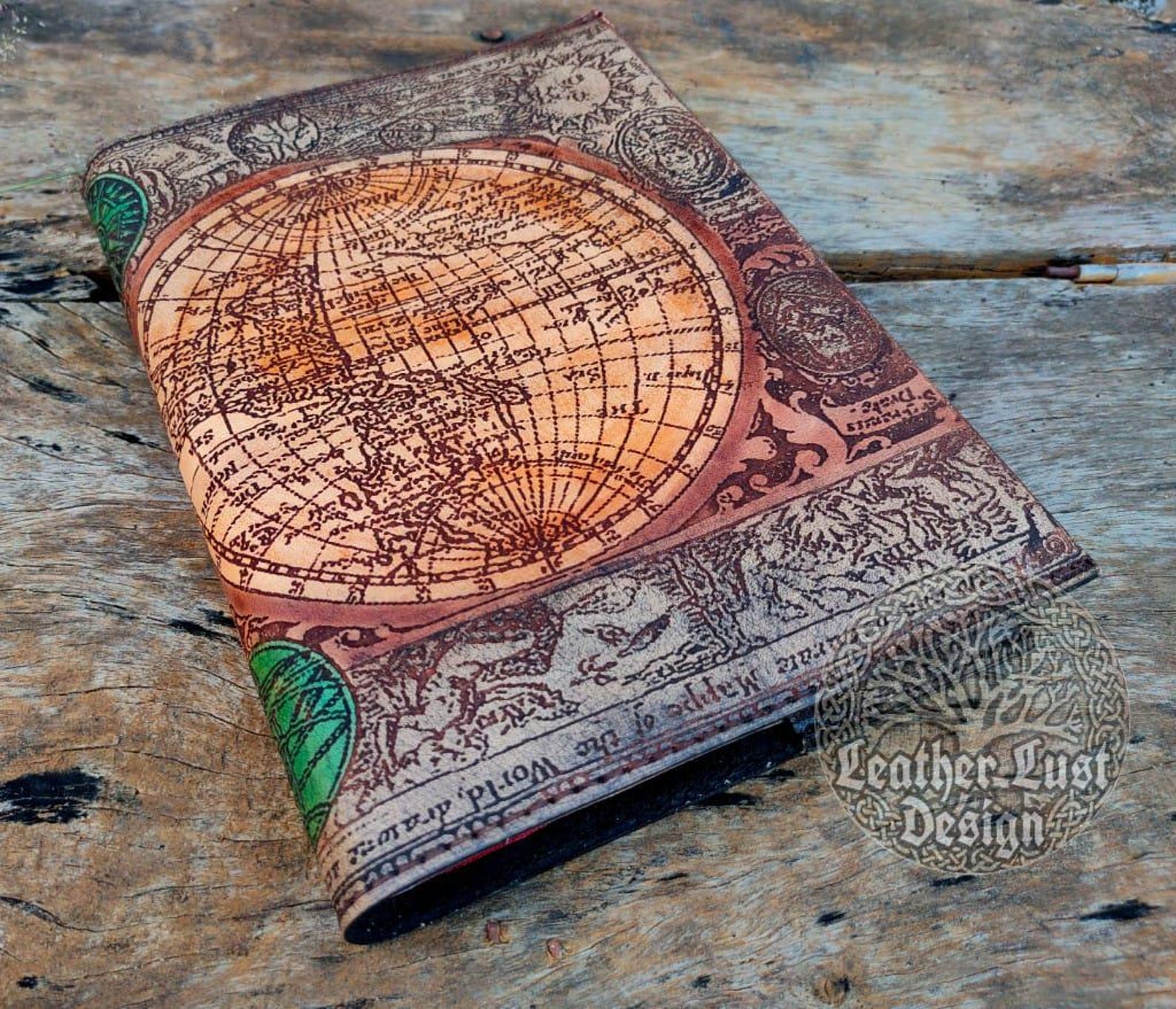Leather Writing Journal Embossed Old World Map Vintage Writing Notebook ...