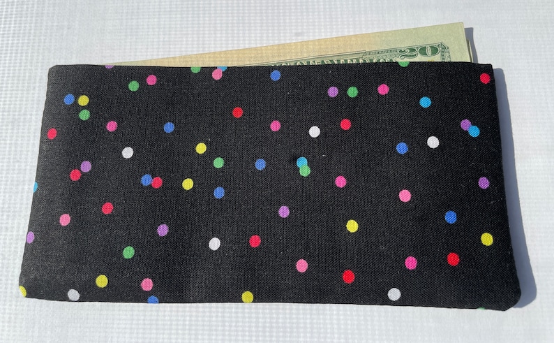 Multi-colored Polka Dots on Black Fabric Cash Envelopes - Etsy